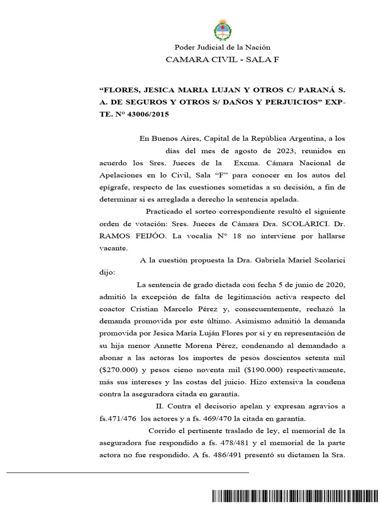 Fallo | PDF | Ley procesal | Daños y perjuicios