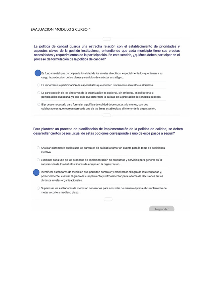EVALUACION MODULO 2 CURSO 4 | PDF