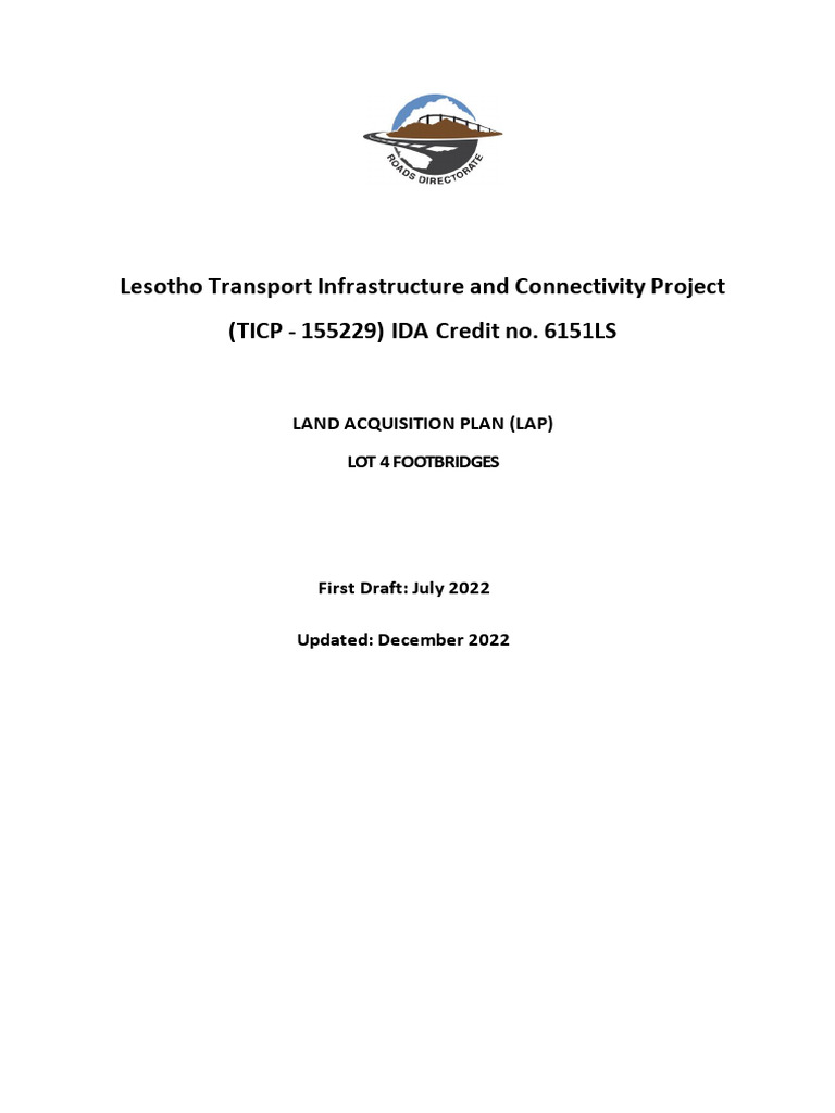 Lesotho Transport Infrastructure and Connectivity Project (TICP 155229 ...