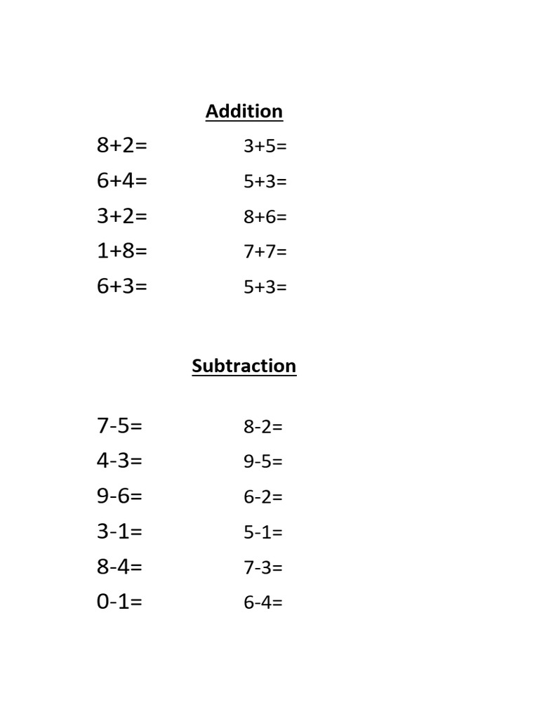 Addition and Subtraction | PDF