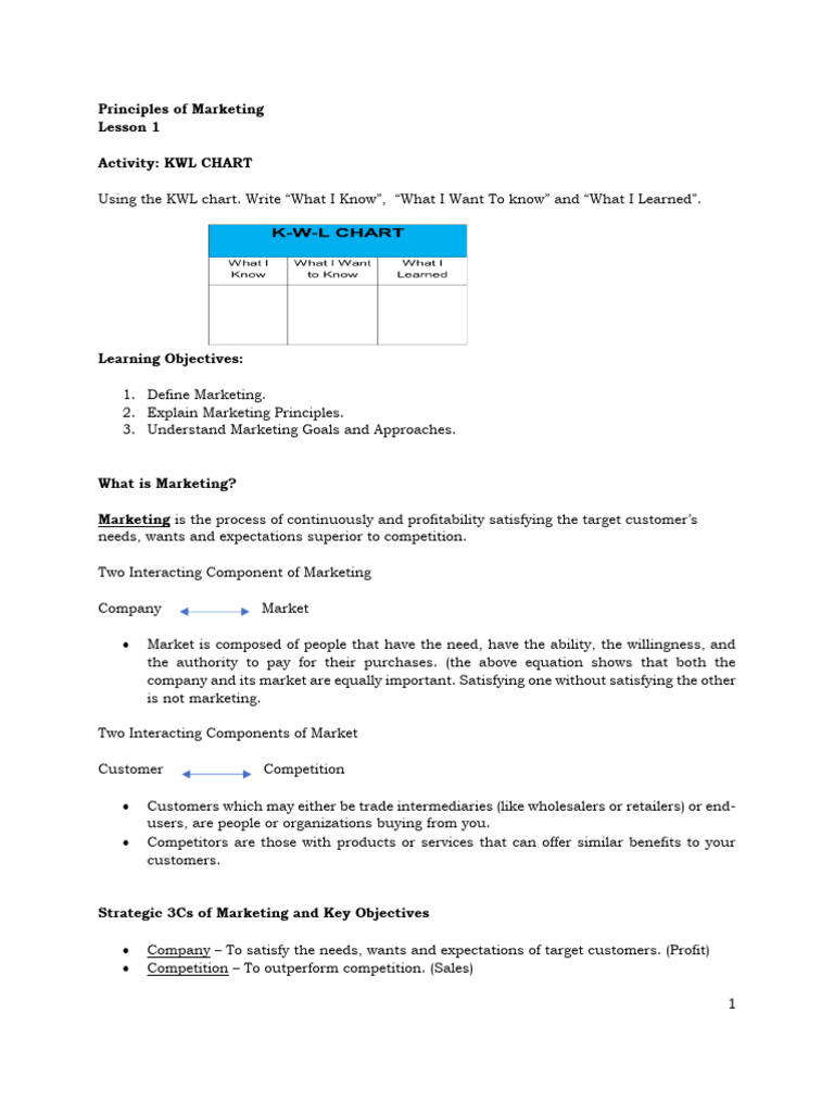 Business Marketing Handouts 1 | PDF | Marketing | Customer