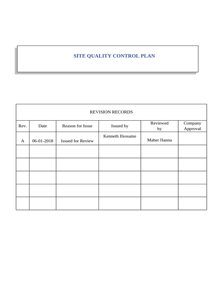 Site Quality Control Plan Overview | PDF | Calibration | Quality Assurance