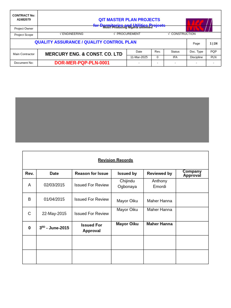 Quality Assurance-Quality Control Plan | PDF | Specification (Technical Standard) | Quality ...