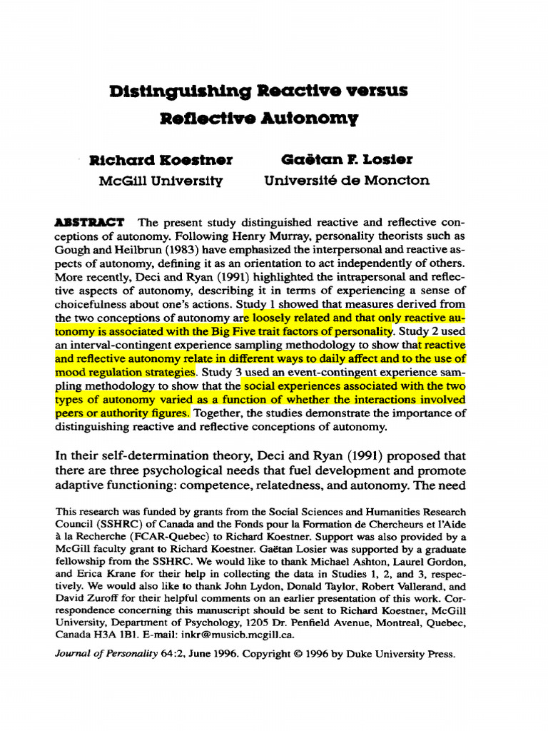 1996 KoestnerLosier JOP | PDF | Psychology | Behavioural Sciences