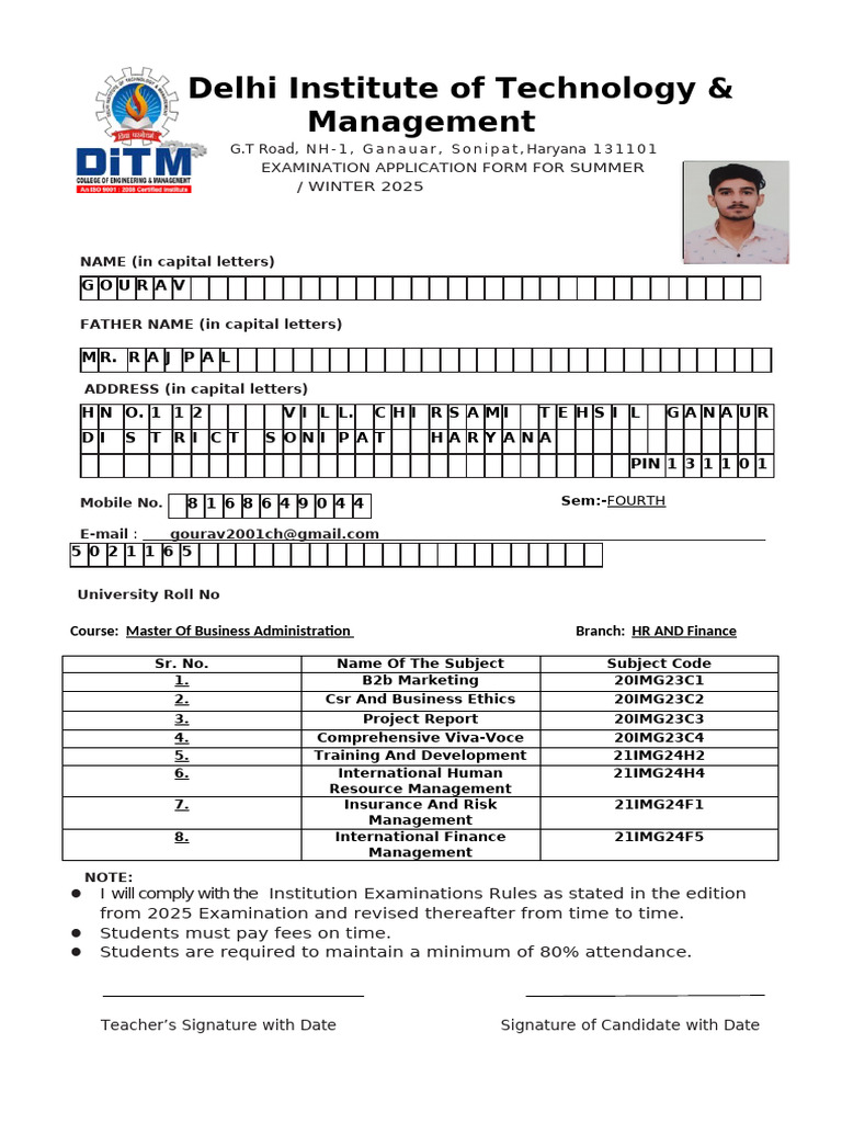 MBA Examination Application 2025 | PDF