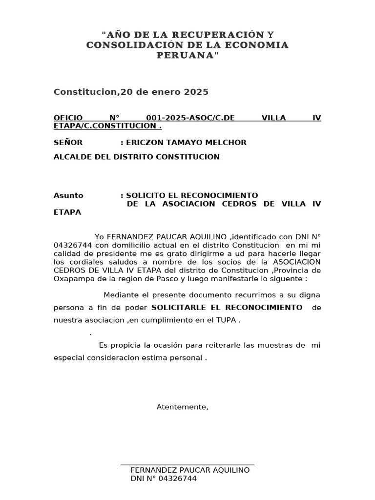 Oficio de Apoyo | PDF