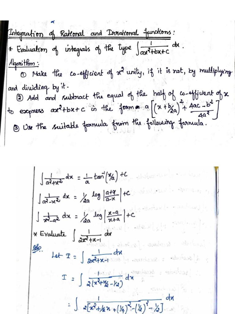 Integral of Rational and Irrational Functions | PDF