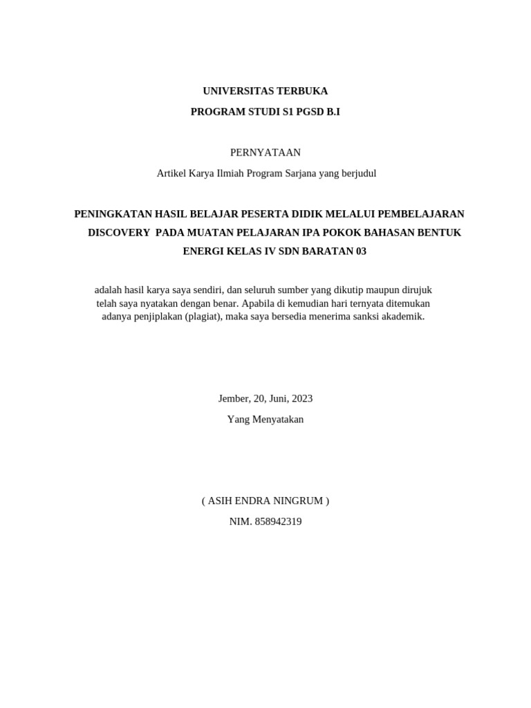 Lembarbebas Plagiasi Asih Endra Nigrum 858942319 | PDF