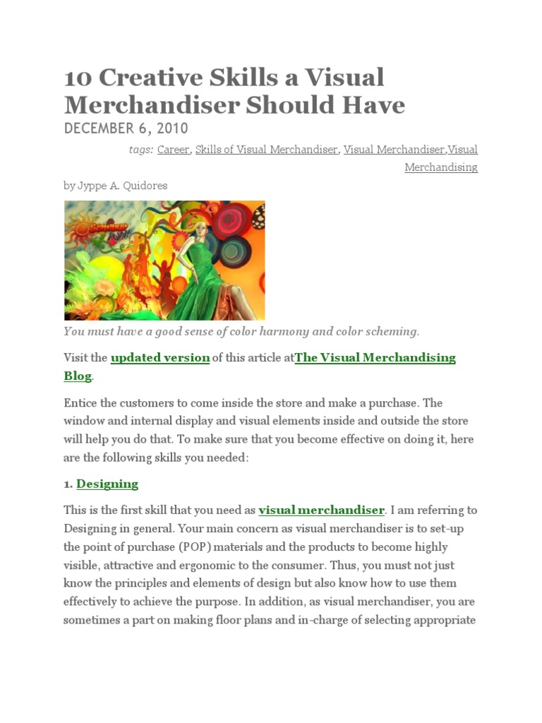 10 Creative Skills A Visual Merchandiser Should | PDF | Communication ...