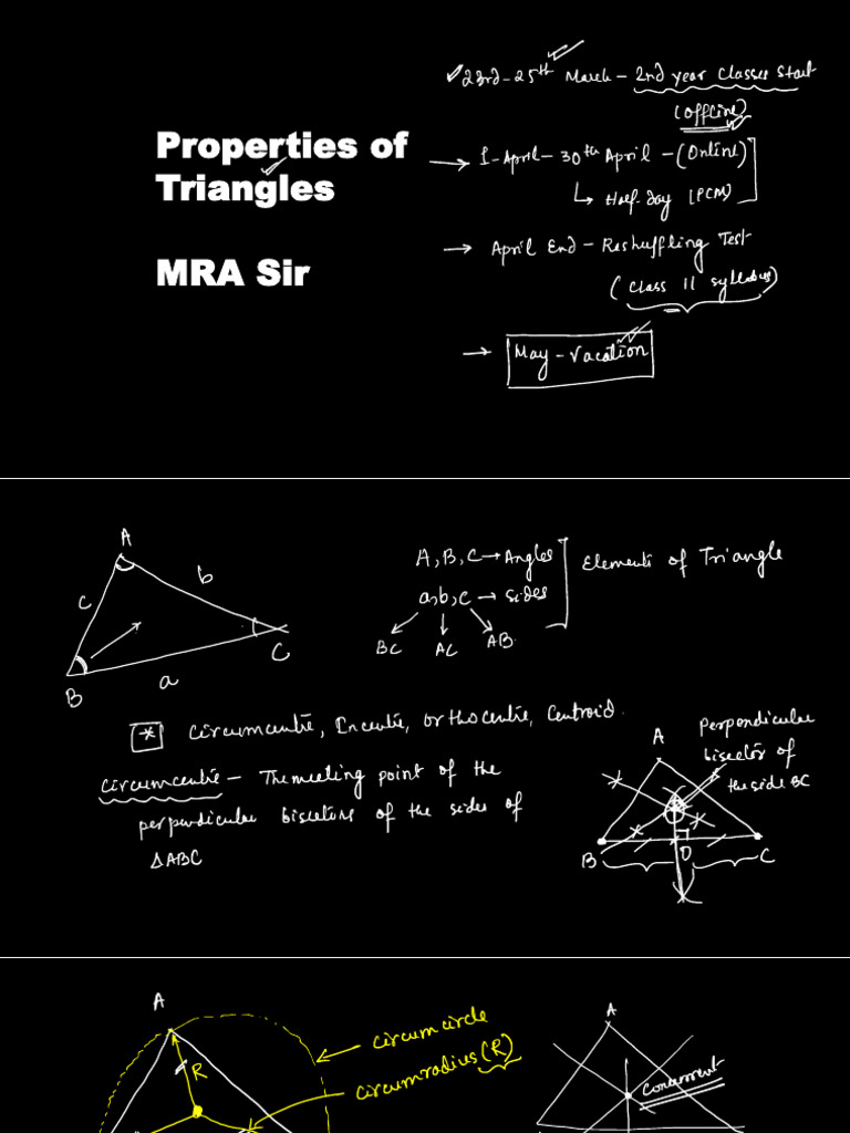 Properties of Triangles Lecture - 01 | PDF
