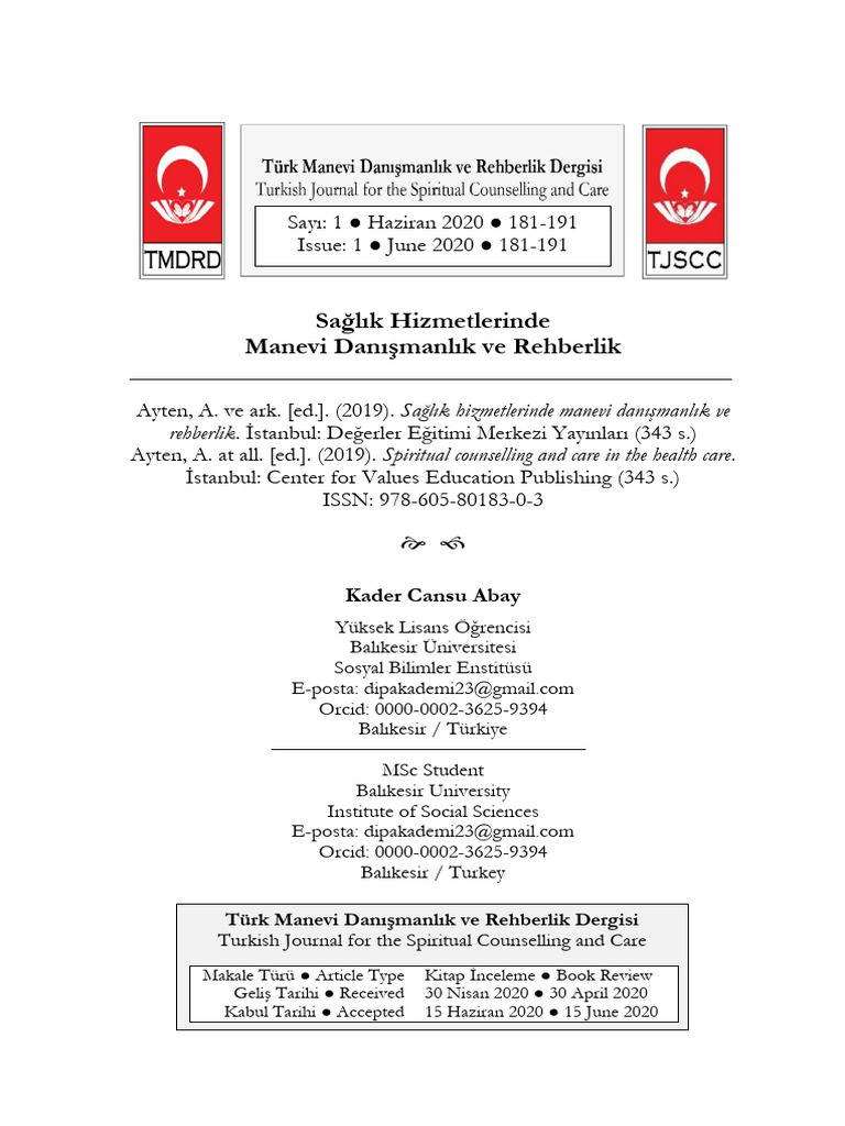 Sa L K Hizmetlerinde Manevi Dan Manl K Ve Rehberlik (#729727) - 1180666 | PDF