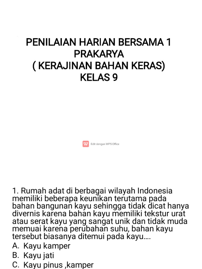PHB 1 PRAKARYA KELAS 9 2023 | PDF