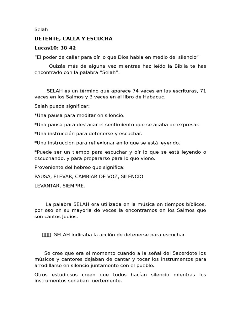 Detente, Calla y Escucha | PDF | Salmos | Biblia