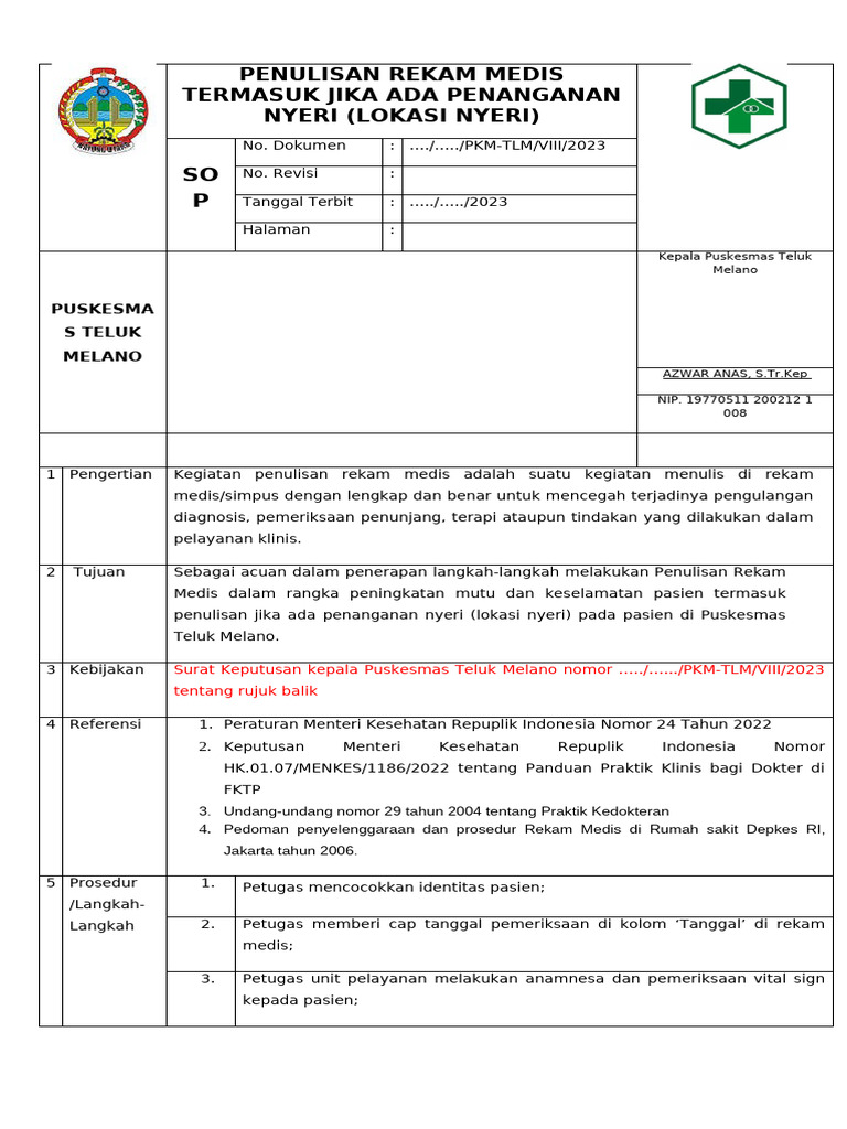 Sop Penulisan RM 2 | PDF