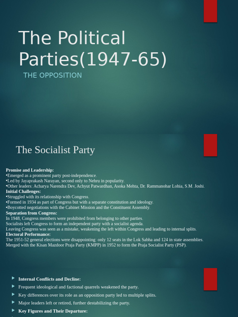 Socialist Party's Evolution (1947-65) | PDF | Indian National Congress ...
