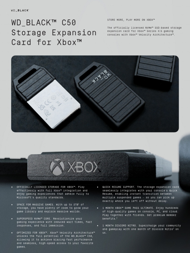 Data Sheet WD Black c50 Expansion Card For Xbox SSD | PDF | Xbox ...