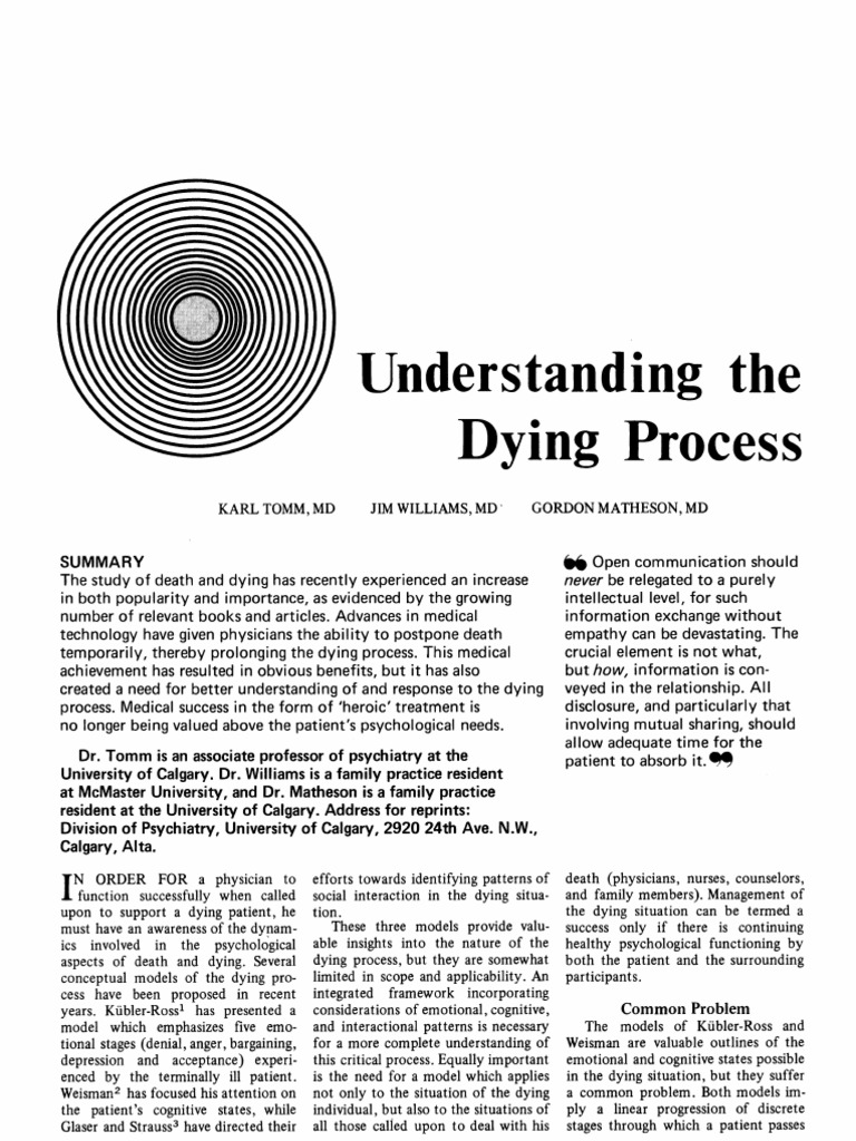 Understanding the Dying Process | PDF | Interpersonal Relationships ...