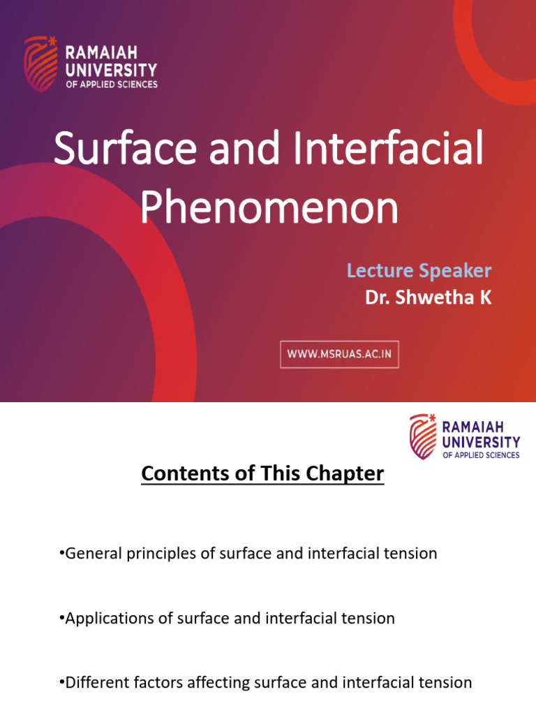 BPC225 - Interfacial Phenomenon | PDF | Adsorption | Surface Tension