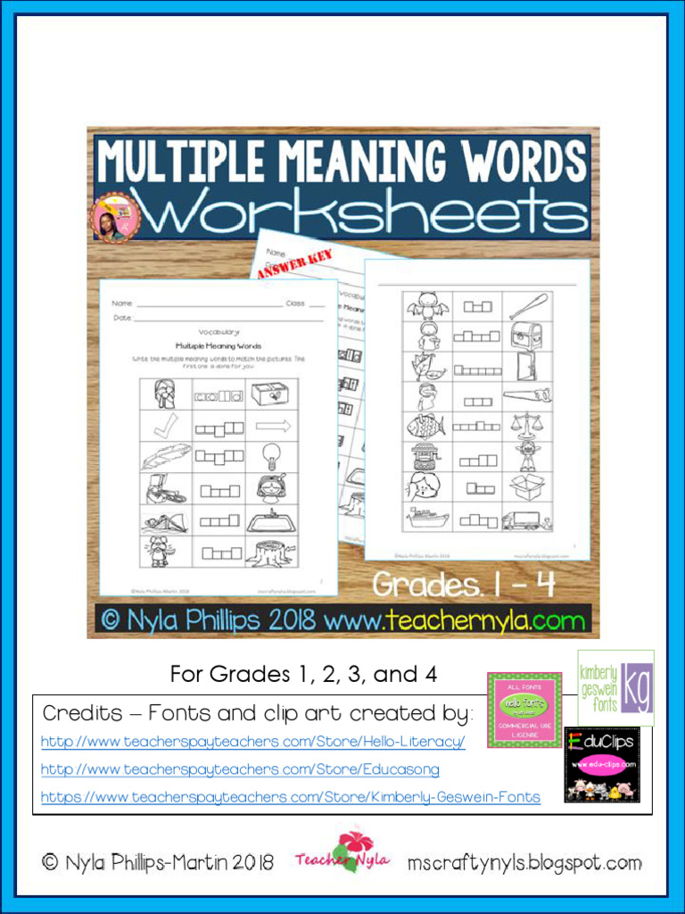 Free Multiple Meaning Word Worksheets | PDF