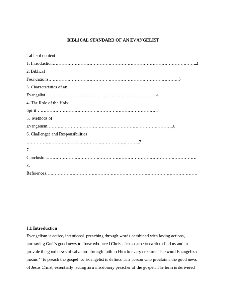 Biblical Standards for Evangelists | PDF | Jesus | Evangelism