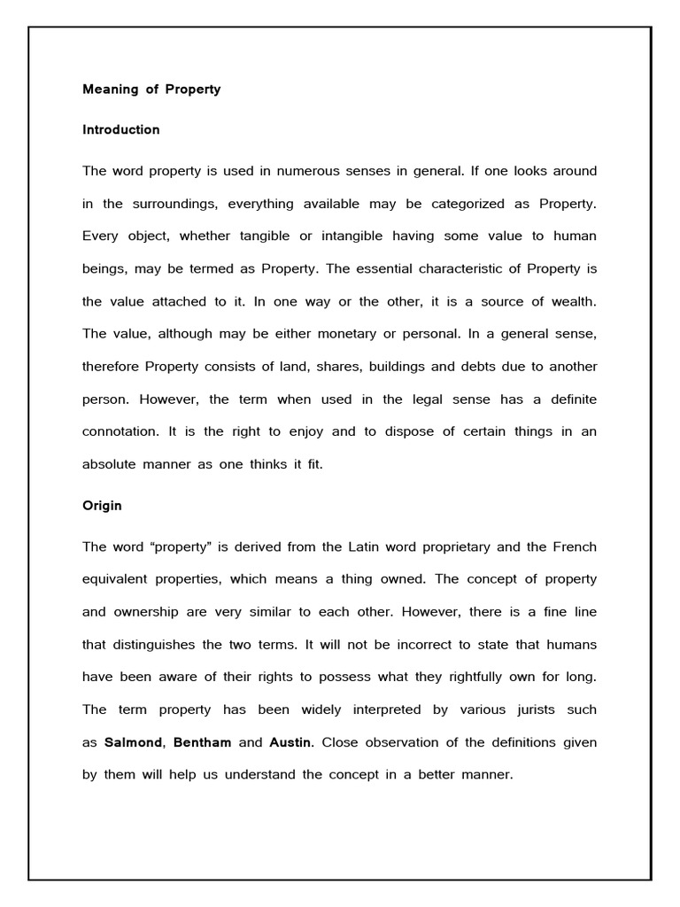 Definition of Property Its Kinds and Trasnferable & Non Transferable ...