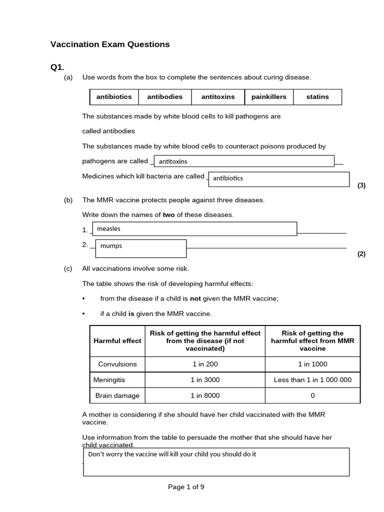 L10 Vaccination Exam Questions | PDF | Measles | Vaccines