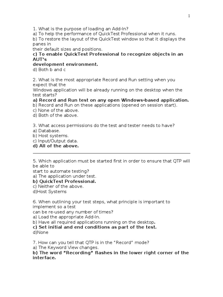 Qtp Questions Pdf C Programming Language Parameter Computer Programming