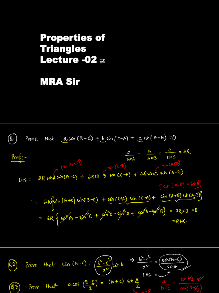 Properties of Triangles Lecture - 02 | PDF