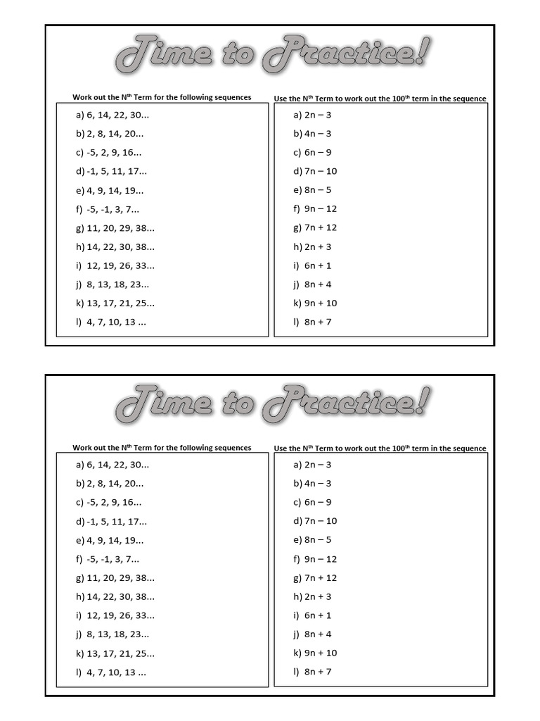 Nth-Term-Worksheet-(BW)A5pdf | PDF