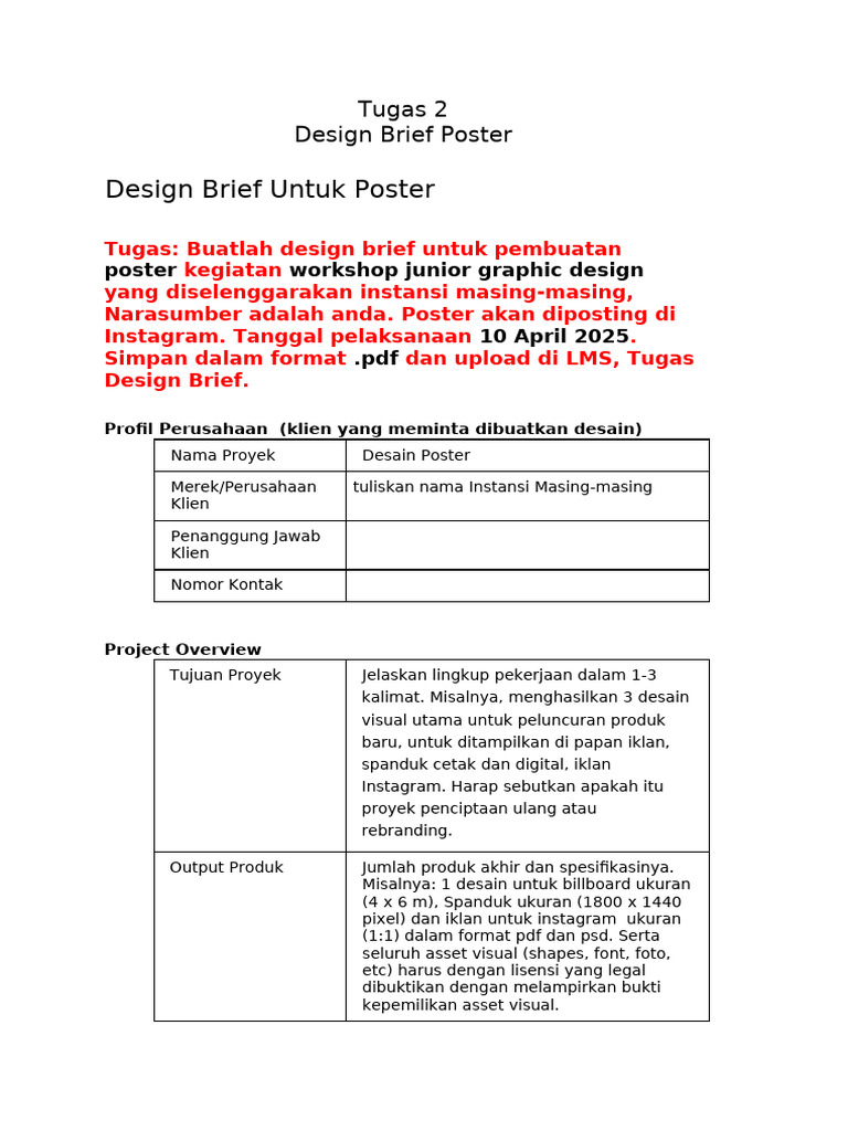 Tugas 2 Design Brief Poster | PDF