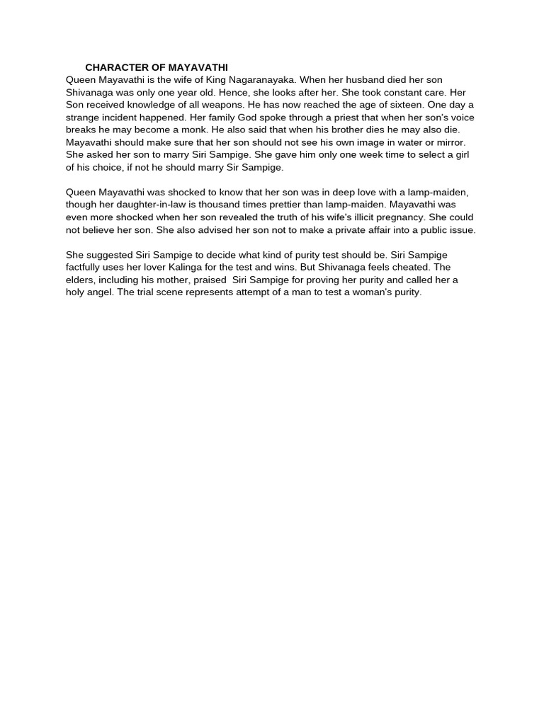 Mayavathi's Dilemma: Love and Purity Test | PDF