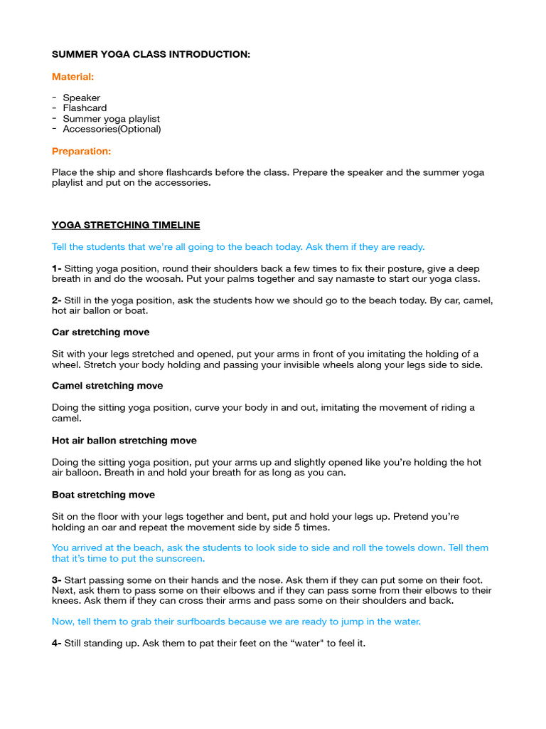 Summer Yoga Class Instruction | PDF