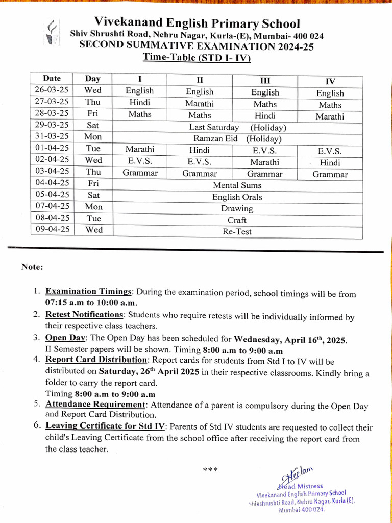 2024-25 Exam Timetable and Events | PDF