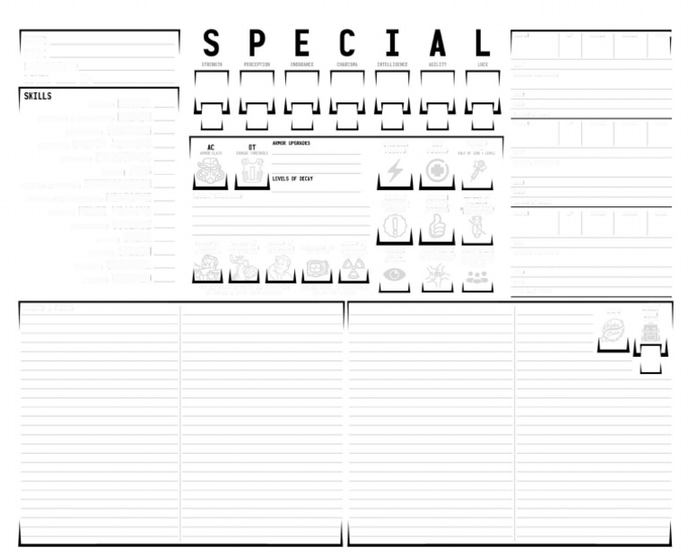 Character Sheet Arcane-Arcade Fallout 2.0 Fillable 222 | PDF