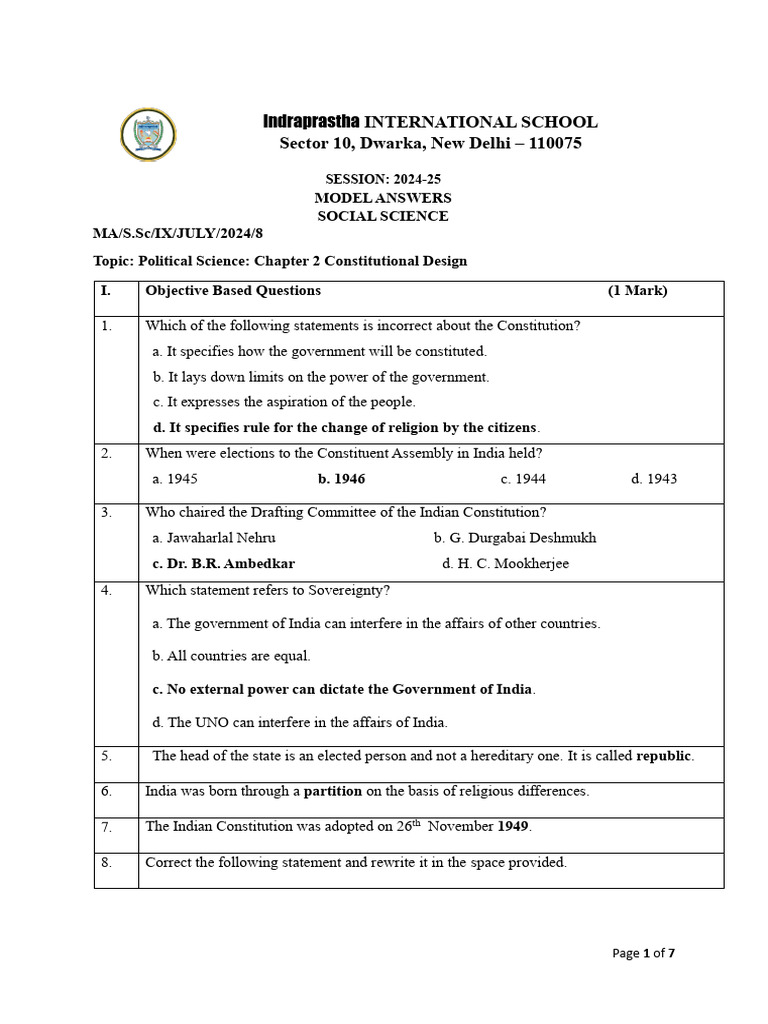 CLASS IX POLITICAL SCIENCE CHAPTER 2 Model Answers | PDF | Apartheid ...