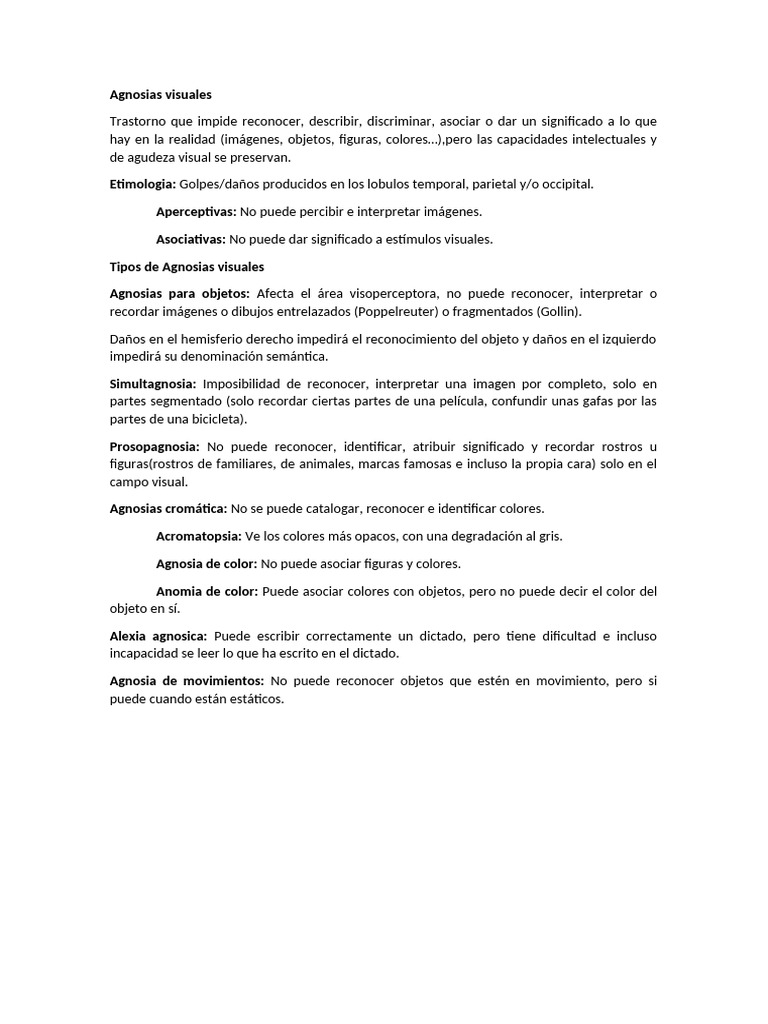 Agnosias Visuales | PDF