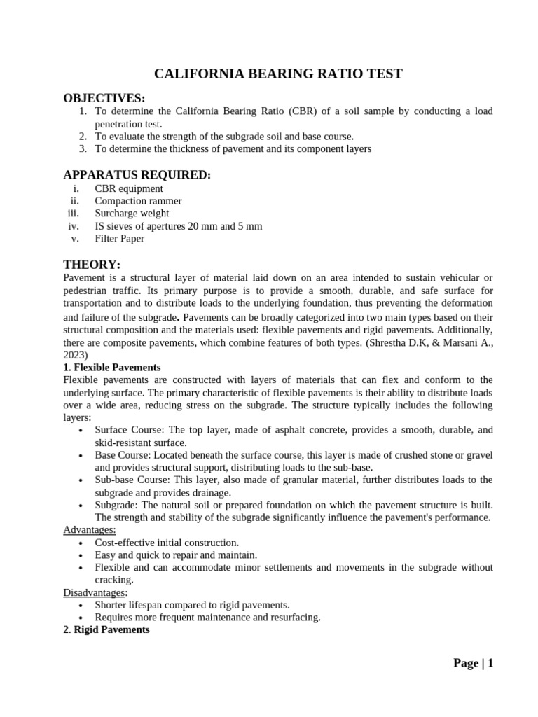 California Bearing Ratio Test Overview | PDF | Road Surface | Concrete