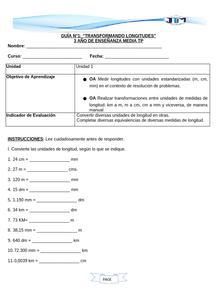 Guía Transformación Unidades de Medida | PDF