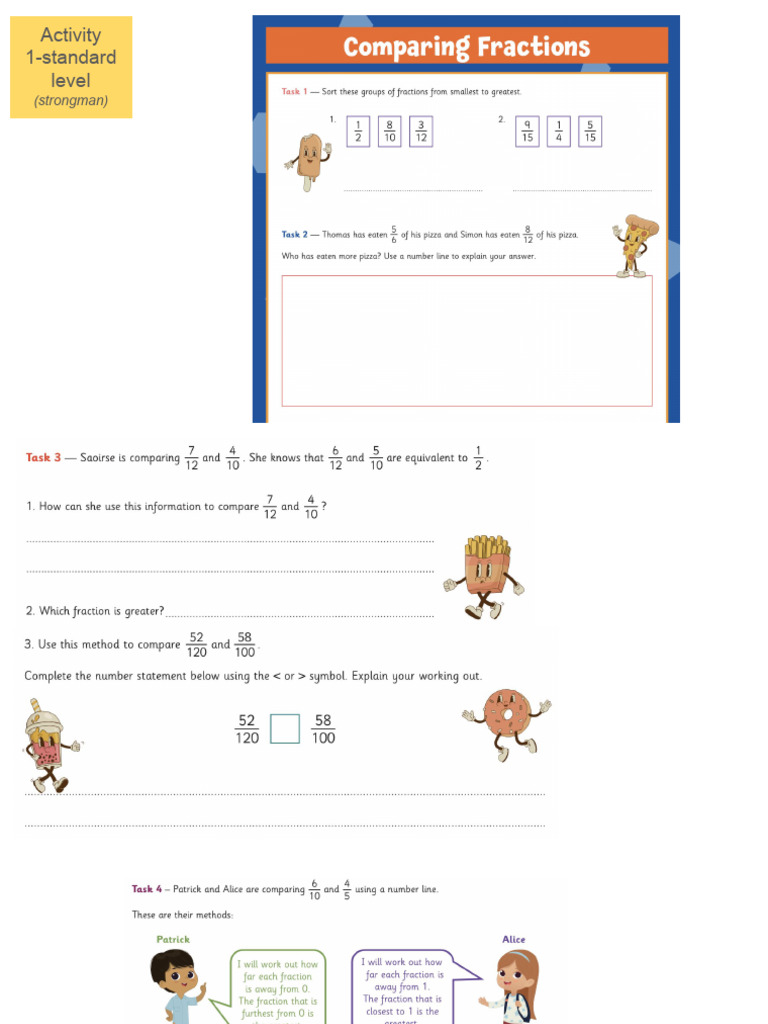 T1, W13 Maths Homework-Comparing Fractions | PDF