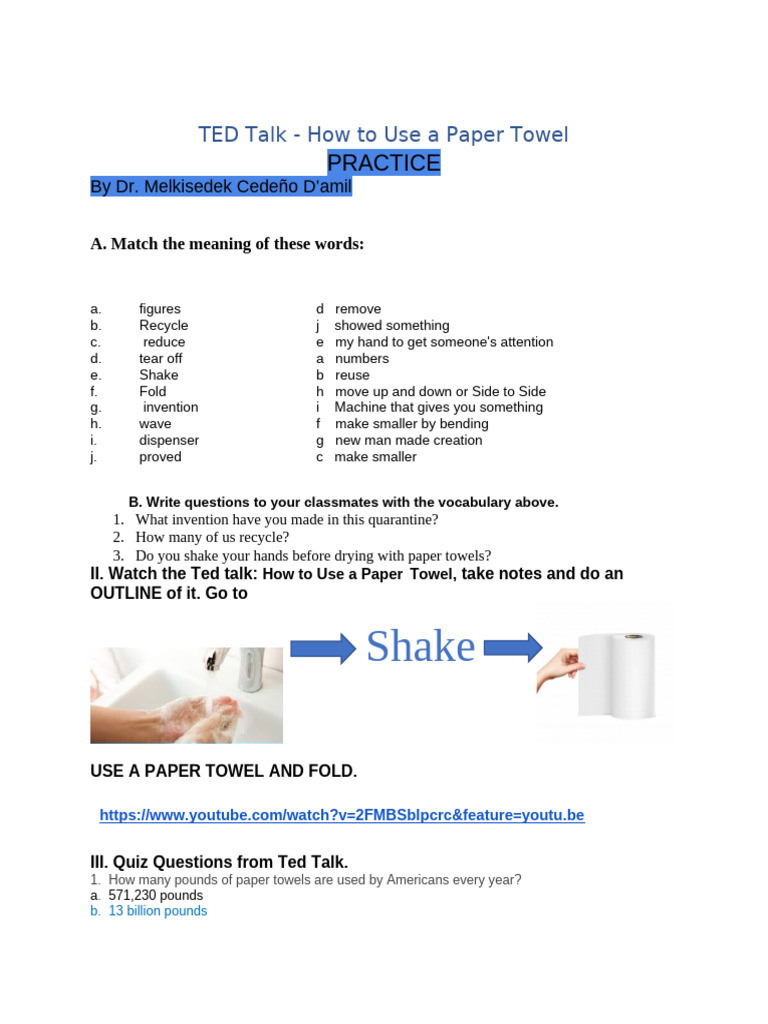 Mastering Paper Towel Use: A TED Talk | PDF | Paper | Printing Materials