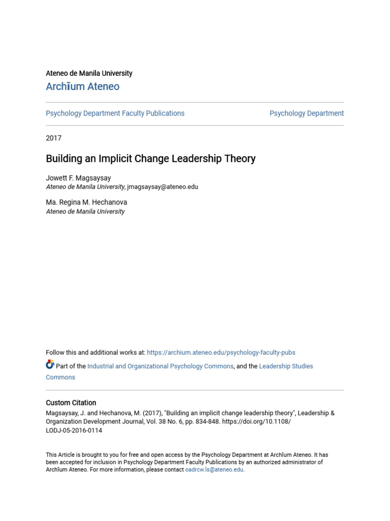 Building An Implicit Change Leadership Theory | PDF | Leadership ...