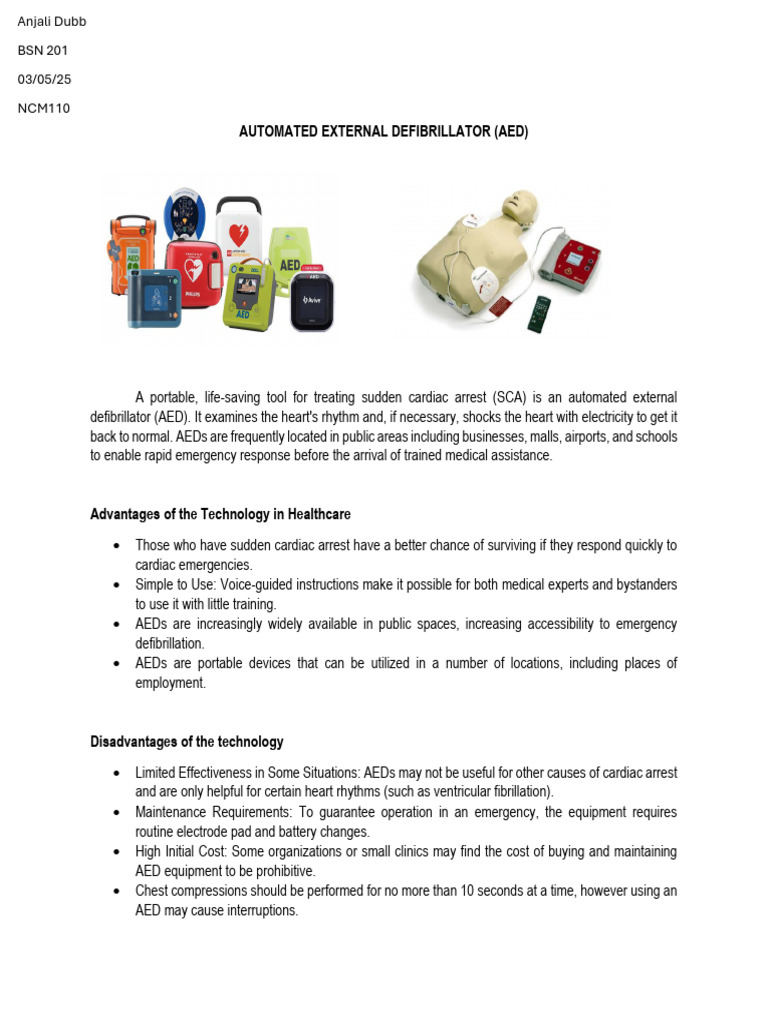 Portfolio-Automated External Defibrillator | PDF | Cardiac Arrest ...
