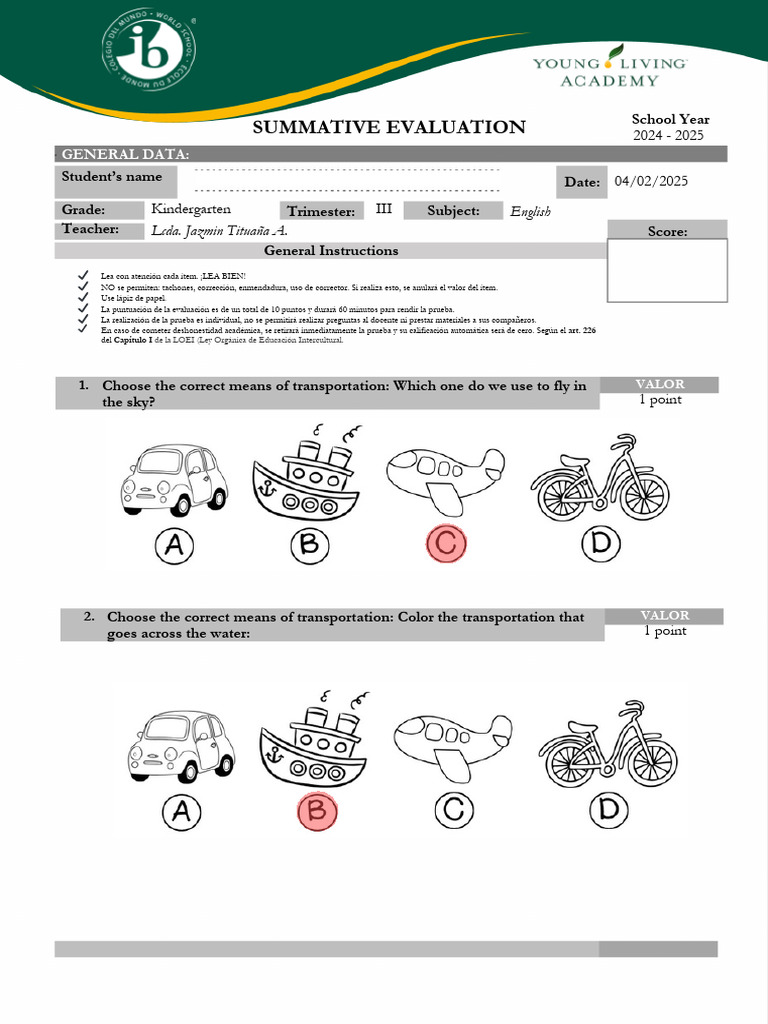 ANSWERS Ev - Tri.-3T-1I-ENGLISH-2024 PDF | PDF
