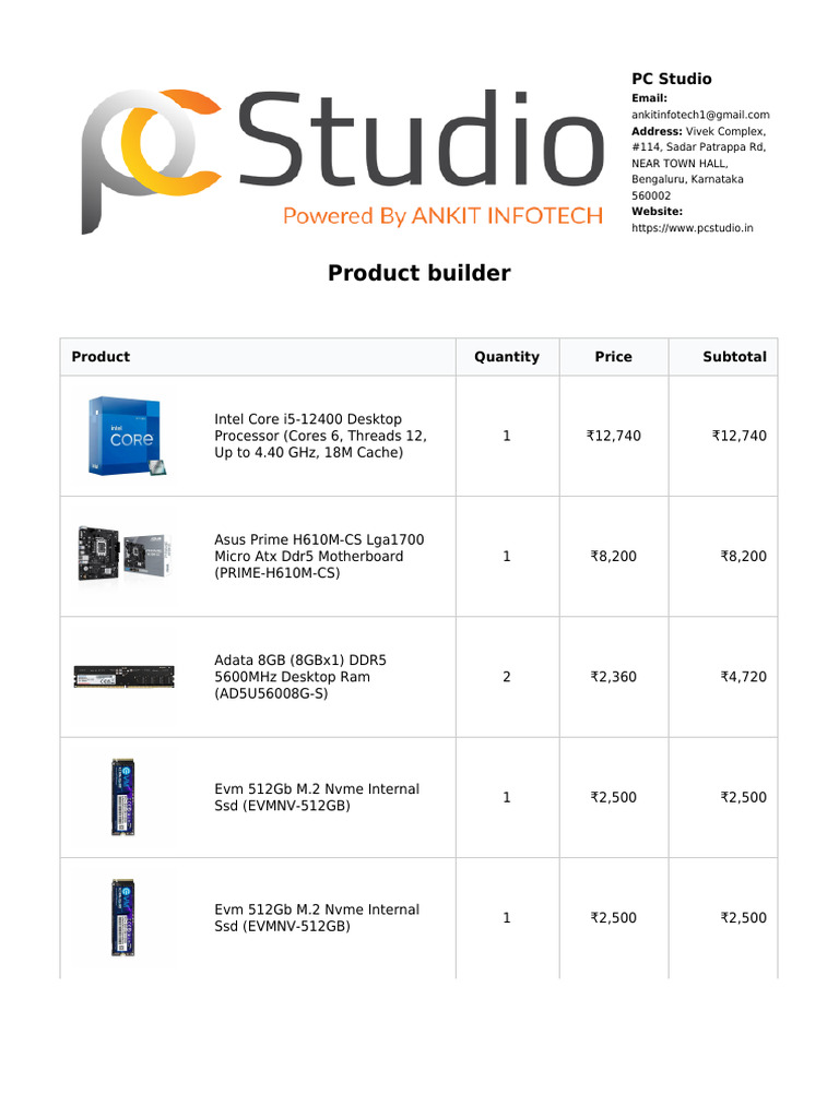 ProductBuilder (1) | PDF | Personal Computers | Computer Architecture