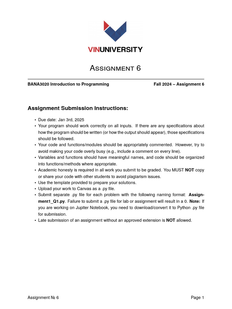 Intro To Programming With Python Assignment 6 Pdf Matrix Mathematics Computer Programming