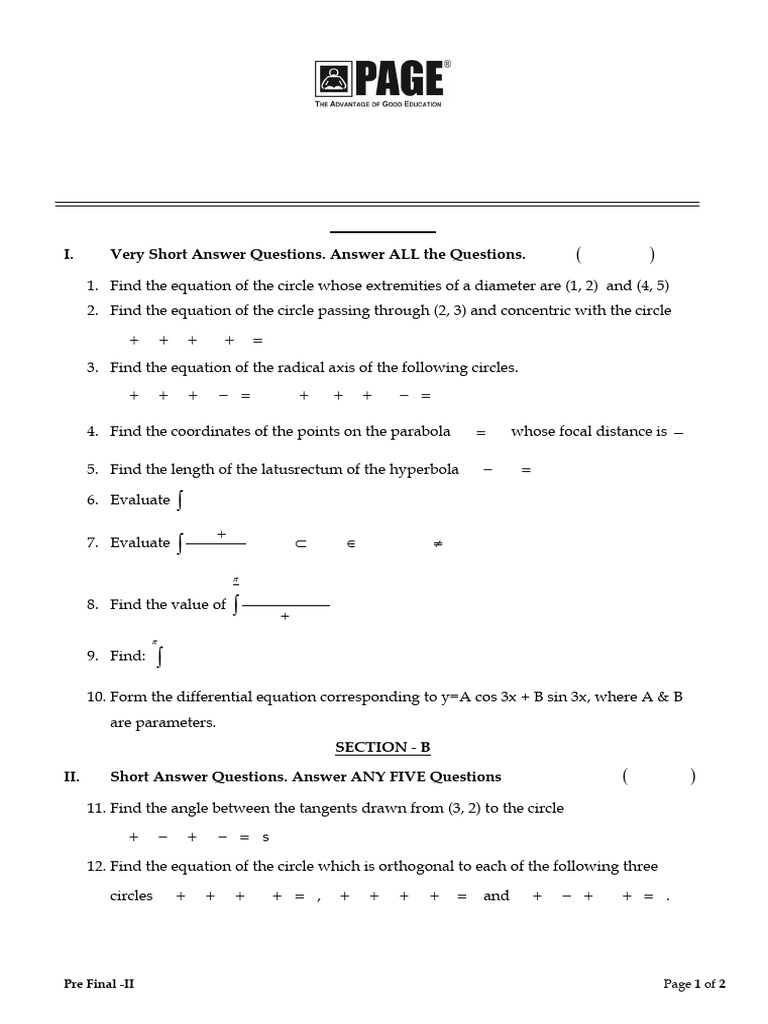 SR Maths IIB PF-II 27-02-2025 | PDF | Analytic Geometry | Euclidean Geometry