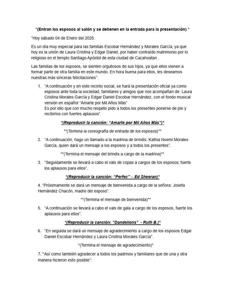 Programa Boda 073802 | PDF