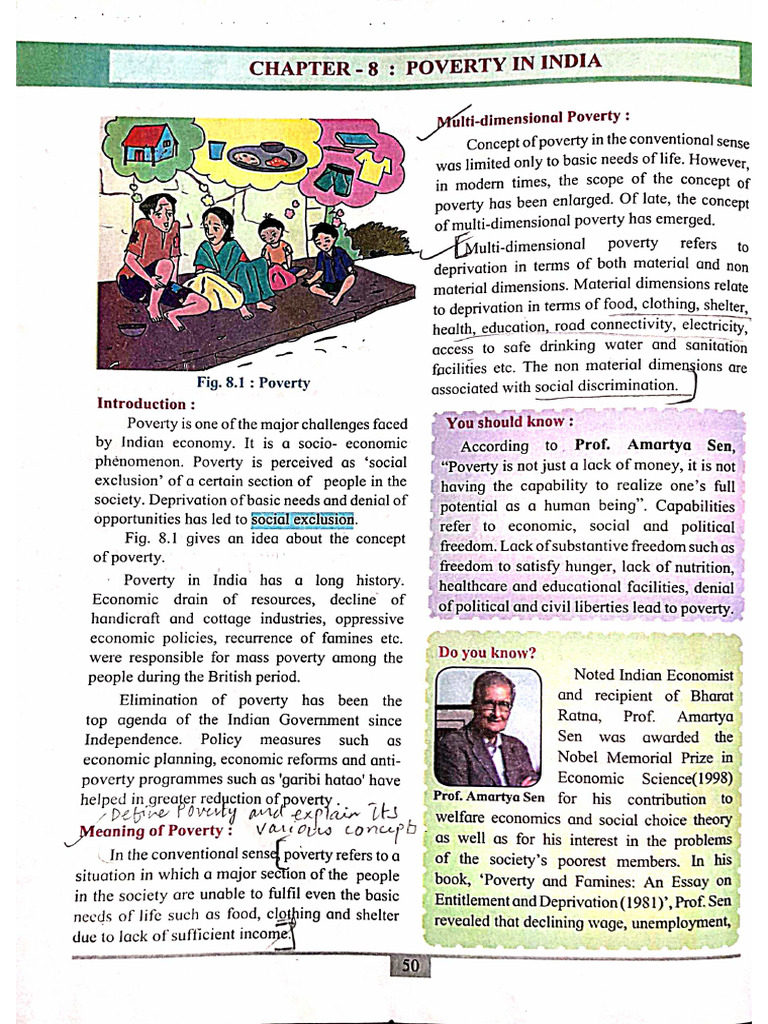 Eco. CHP.8 Poverty in India | PDF