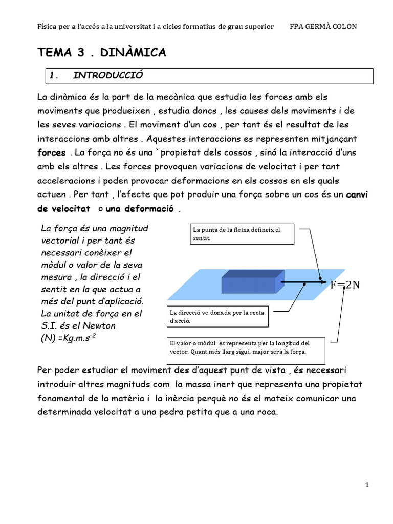 Tema 3. Dinàmica PAU I CCFF | PDF