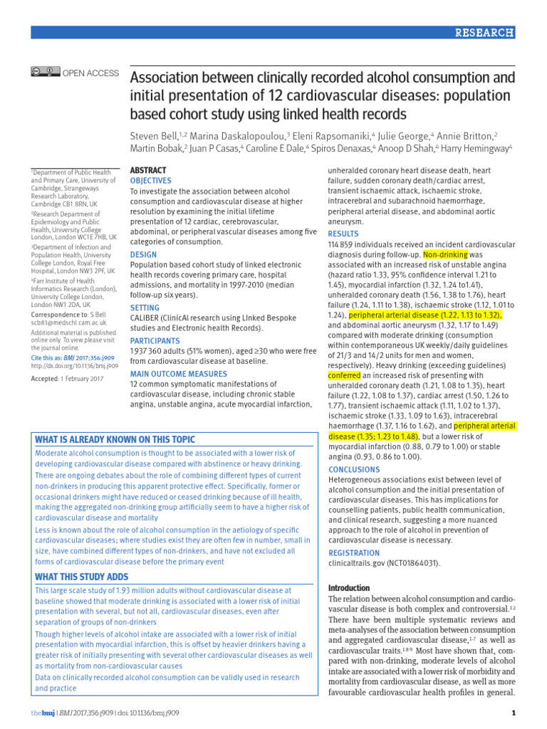 2017 队列-喝酒 Association between clinically recorded alcohol consumption ...